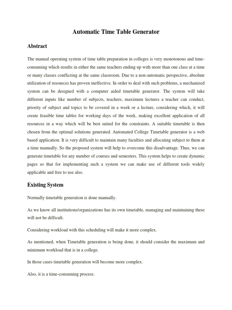 Automatic Time Table Generator | PDF | Java Virtual Machine | Software ...
