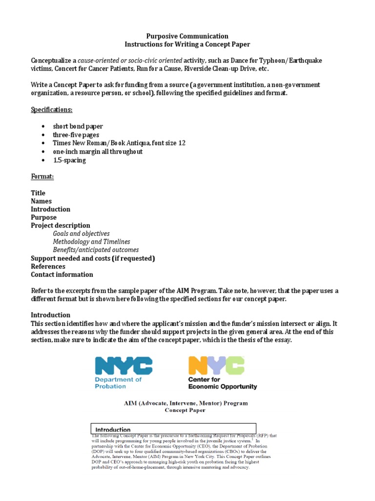 Purposive Communication Instructions For Writing A Concept Paper | PDF ...