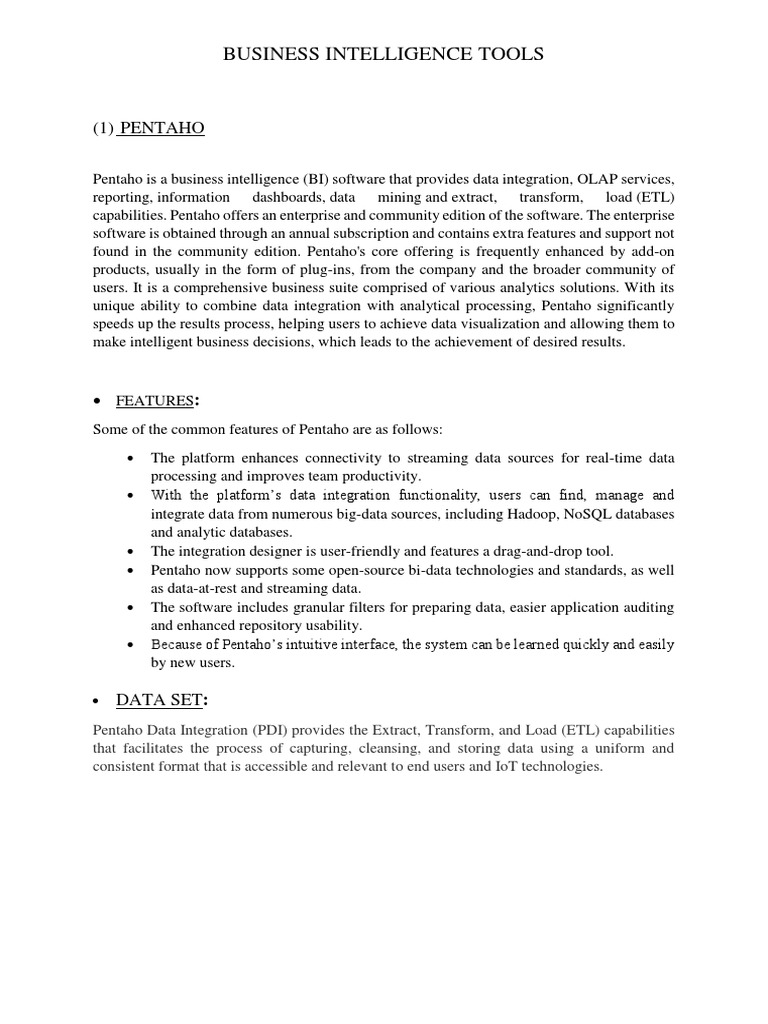 Business Intelligence Tools Comparison | PDF | Business Intelligence ...