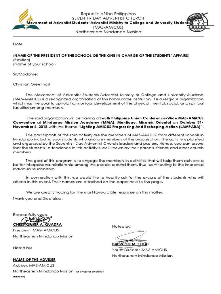 Republic of The Philippines Seventh-Day Adventist Church (Mas-Amicus ...
