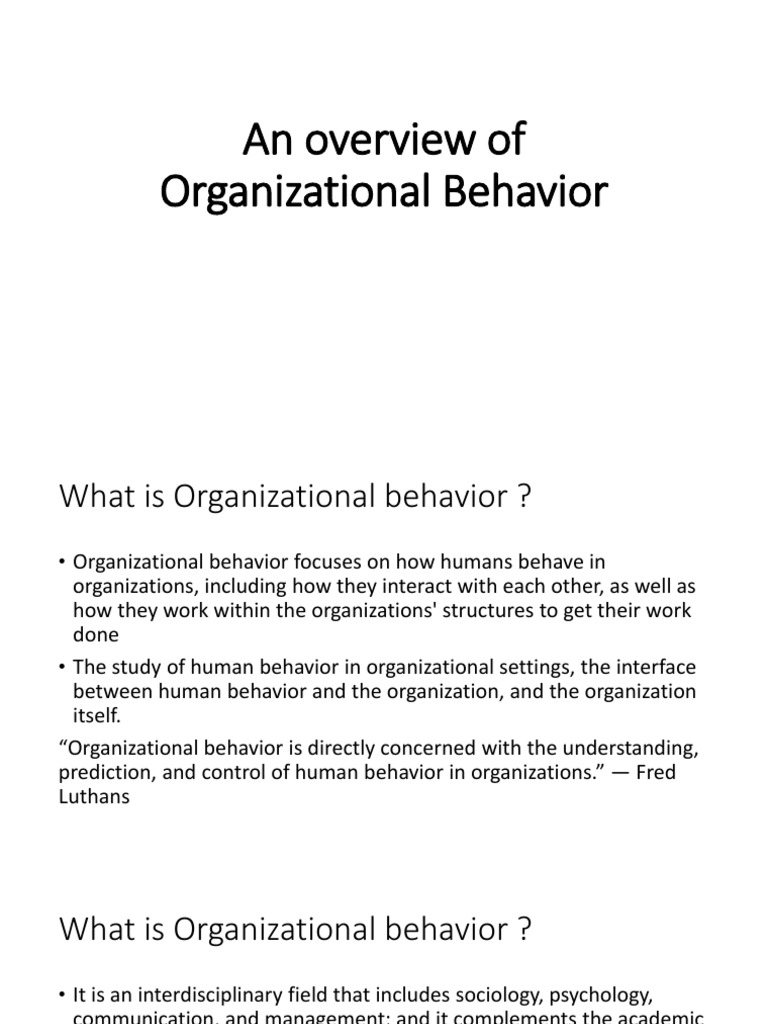 An Overview of Organizational Behavior | PDF | Organizational Behavior ...