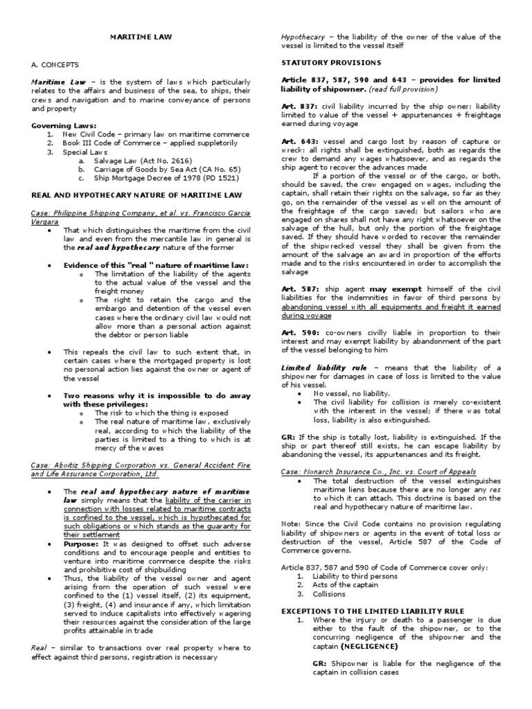 Maritime Law - Is The System of Laws Which Particularly | PDF ...
