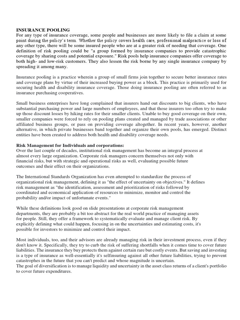 Risk Management Notes | PDF | Insurance | Risk Management