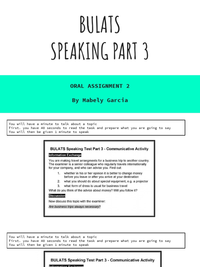 Bulats Speaking Part 3 | PDF