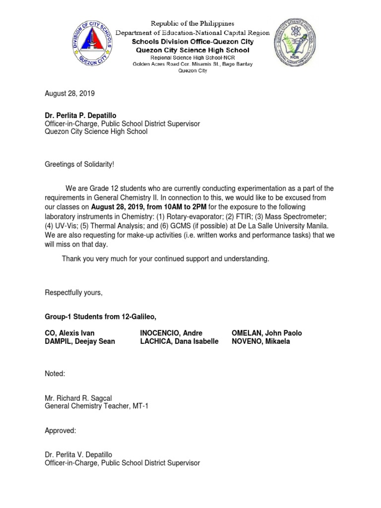 Group1-Excuse Letter in Class | PDF | Consent | Legal Guardian