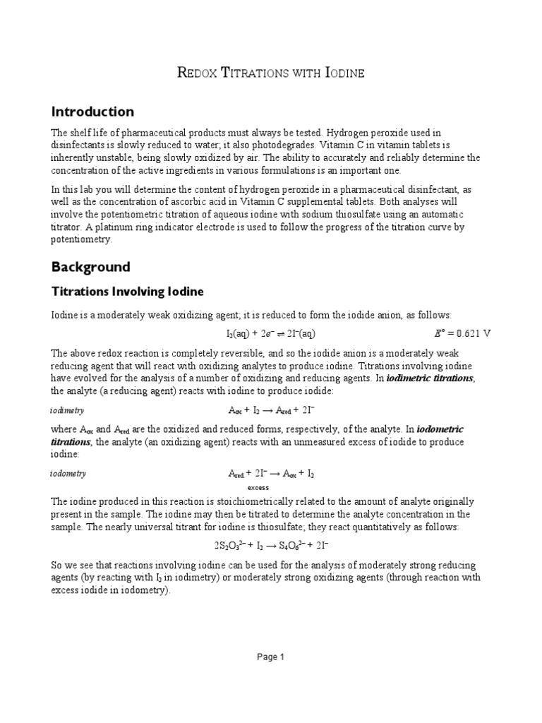 Iodine Tit Rations | PDF | Iodine | Titration