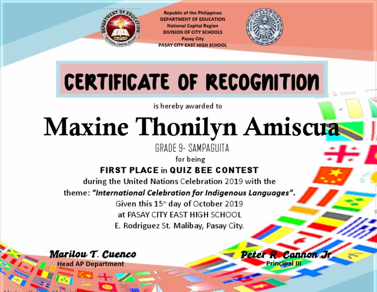 United Nation Cert 2019 Template | PDF