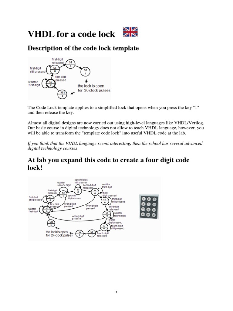 VHDL For A Code Lock | PDF | Vhdl | Data Type VHDL For A Code Lock | PDF | Vhdl | Data Type