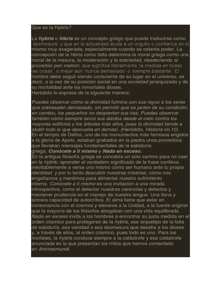 Que Es La Hybris | PDF