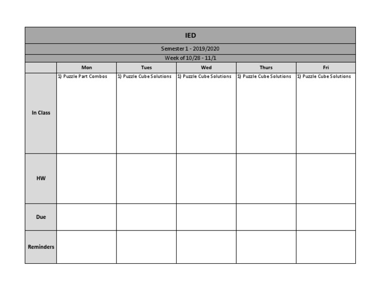 Weekly Puzzle Solutions Schedule | PDF