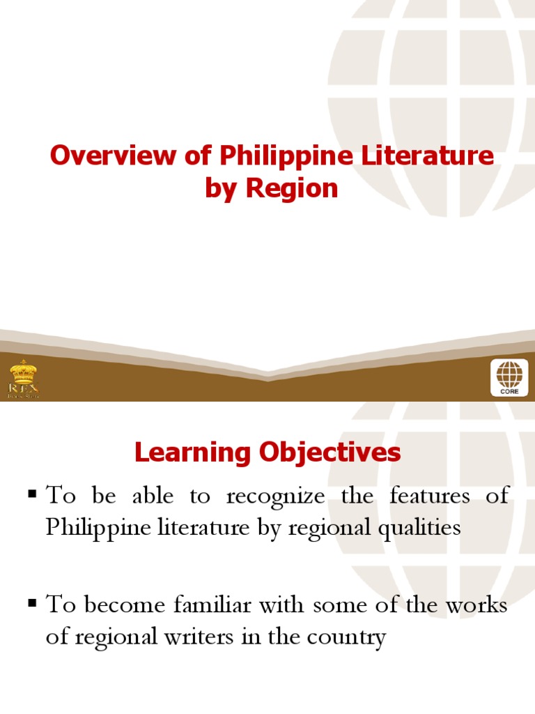 3 Overview of Philippine Literature by Region | PDF | Philippines | Poetry