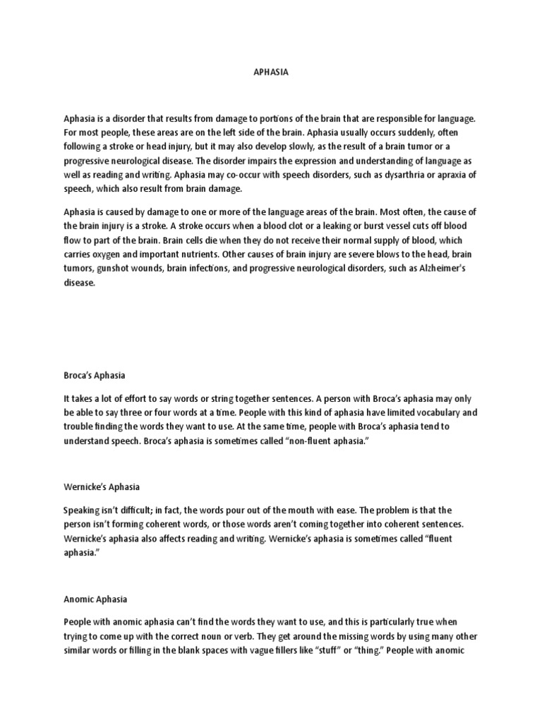 Aphasia | PDF | Aphasia | Speech