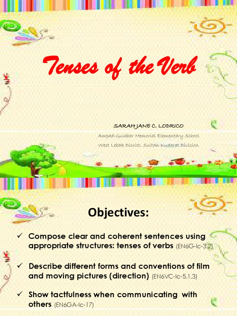 Lesson On Tenses of The Verb | PDF | Verb | Language Mechanics