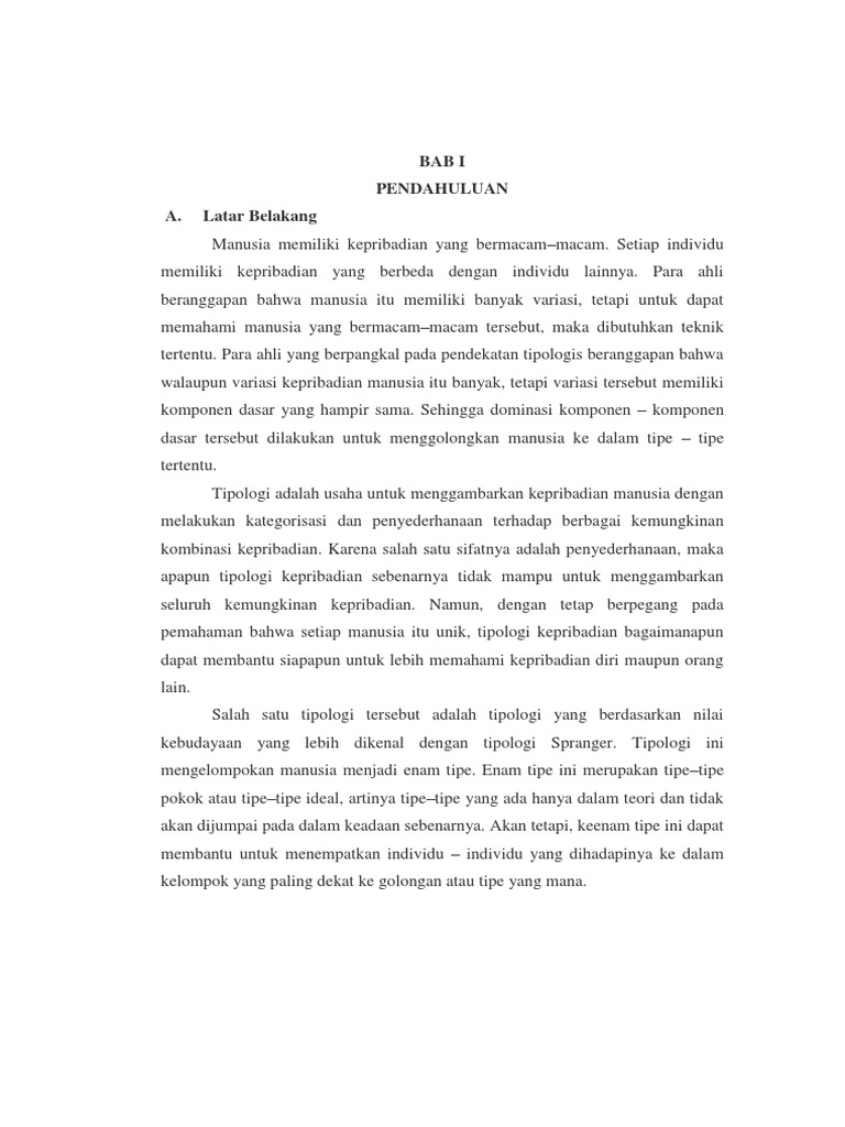 Psikologi Kepribadian Teori Edward Spranger | PDF