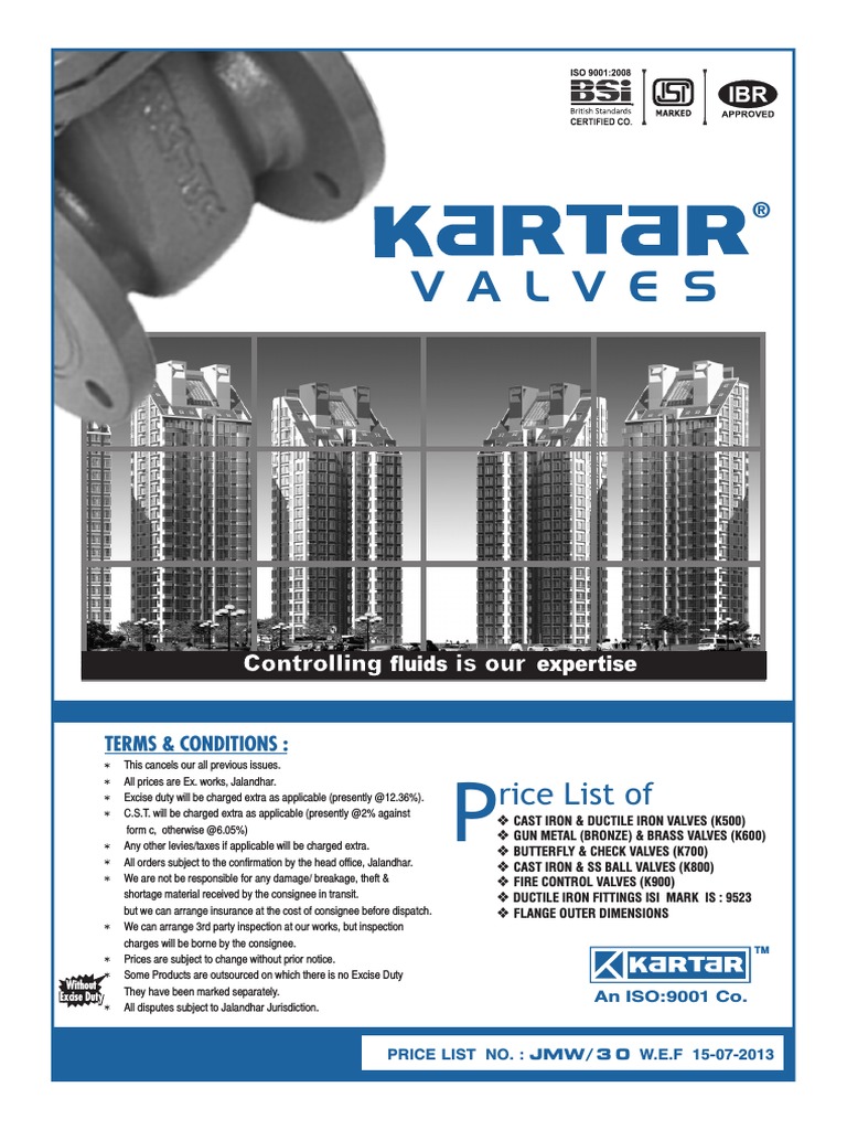 Kartar Valves PDF | PDF | Valve | Mechanical Engineering