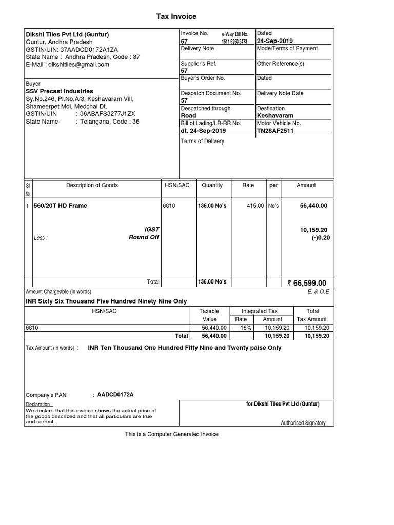 Tax Invoice: Igst Round Off | PDF | Invoice | Government Finances