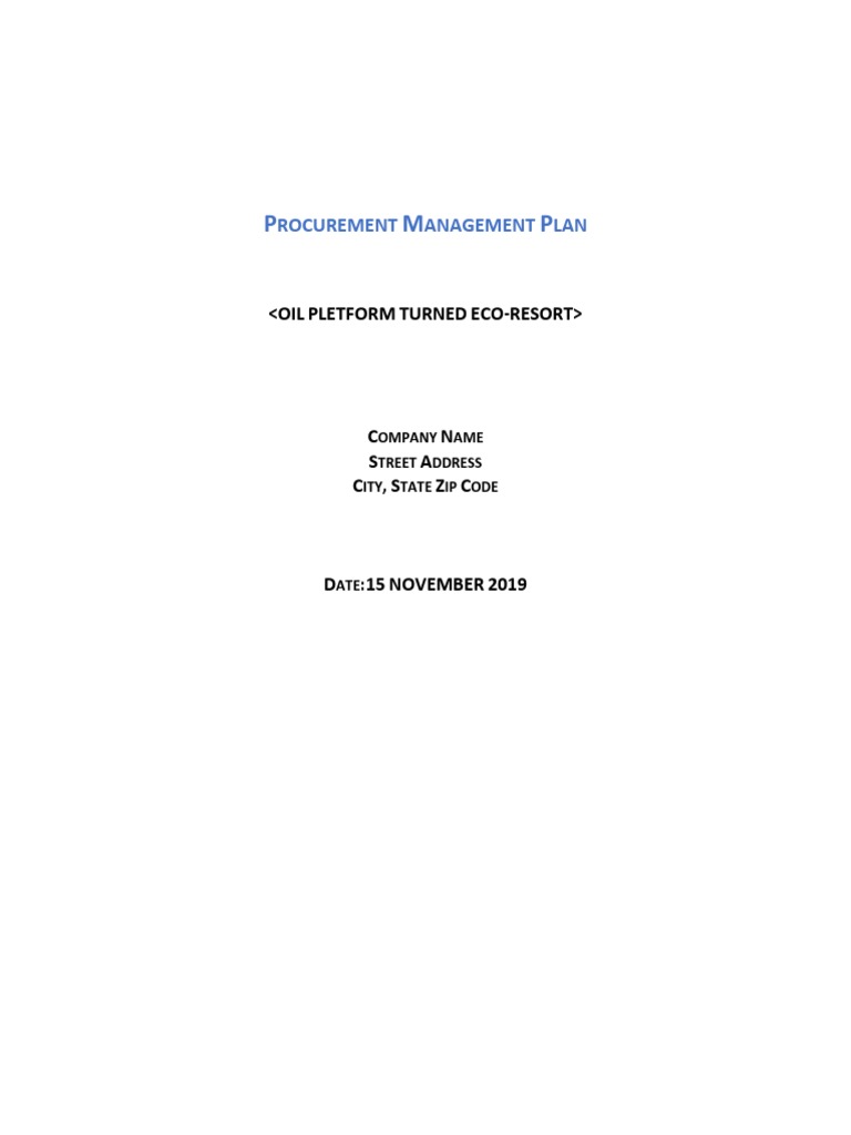 Procurement Management Plan | PDF | Procurement | Economies
