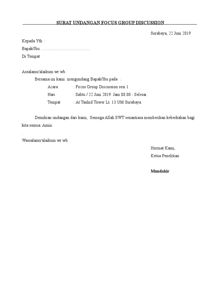 Contoh Undangan FGD | PDF