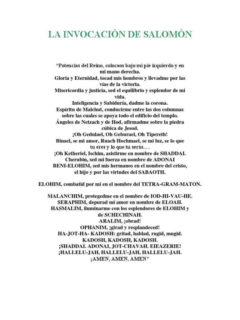 La Invocación de Salomón | Descargar gratis PDF | Comportamiento ...