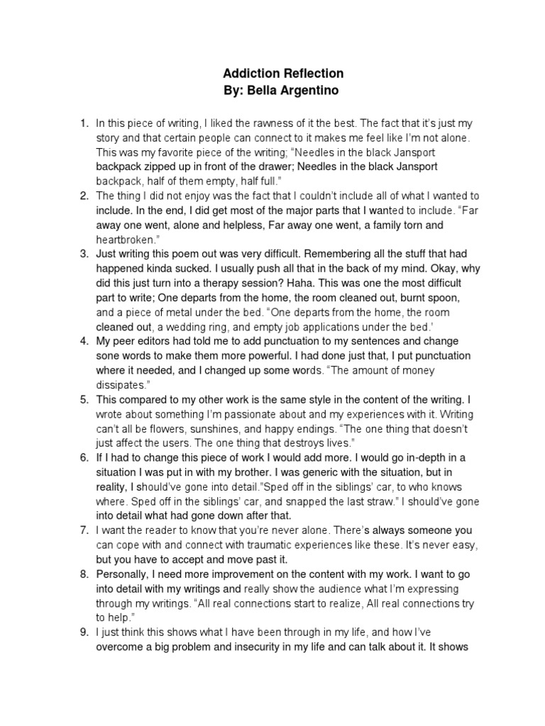 Addiction Reflection | PDF