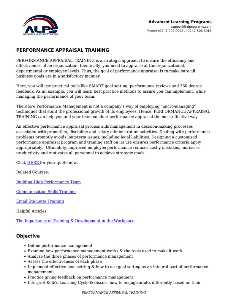Performance Appraisal Training | PDF | Performance Management ...