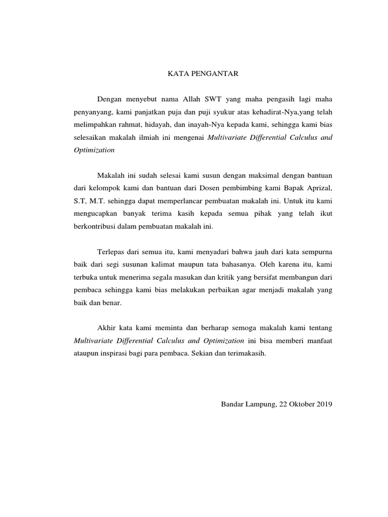 Kalkulus Multivariat & Optimasi | PDF