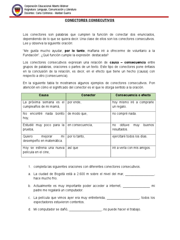 Conectores Consecutivos | PDF