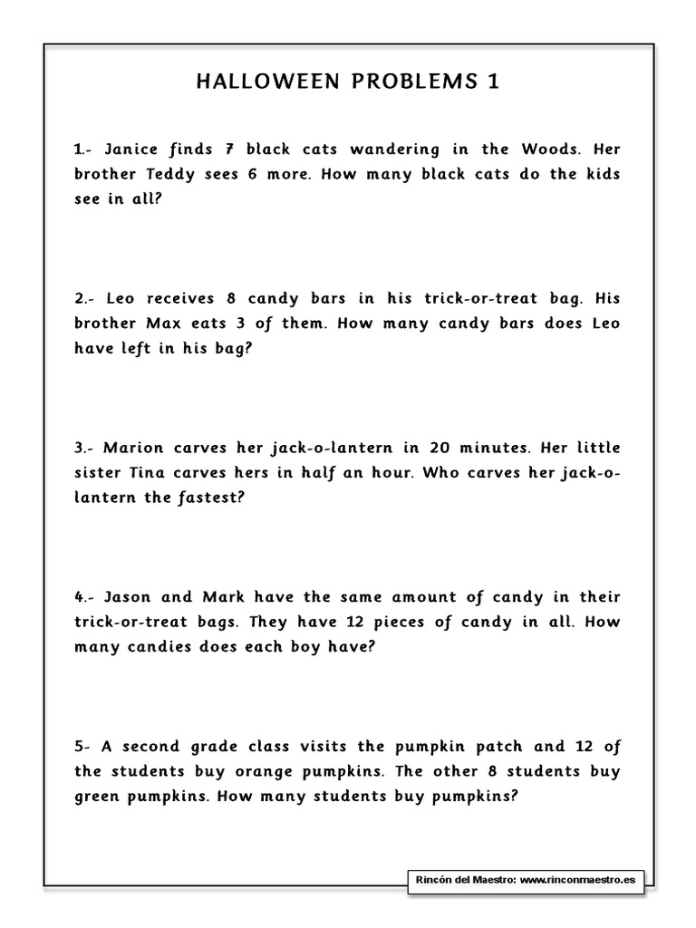 Halloween Problems 1: Rincón Del Maestro: WWW - Rinconmaestro.es | PDF ...