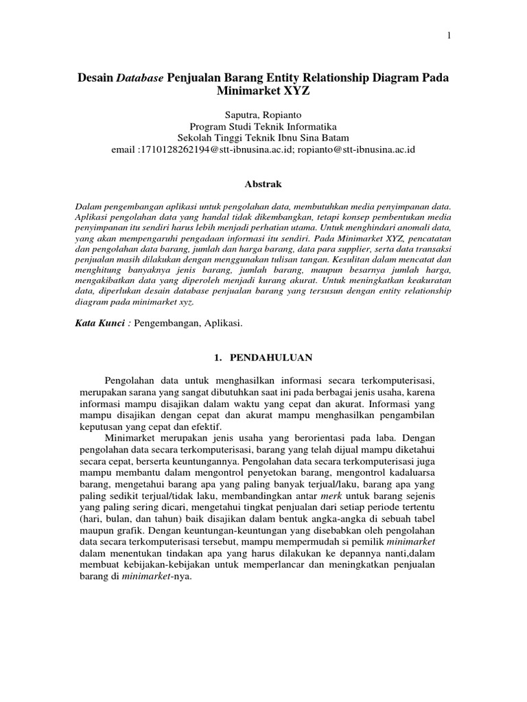 Desain Database Penjualan Barang Entity | PDF