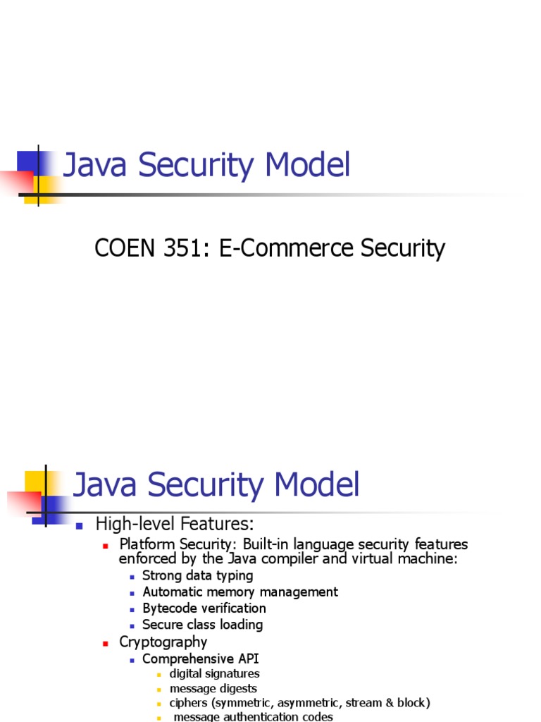 Java Security Model: COEN 351: E-Commerce Security | Download Free PDF ...