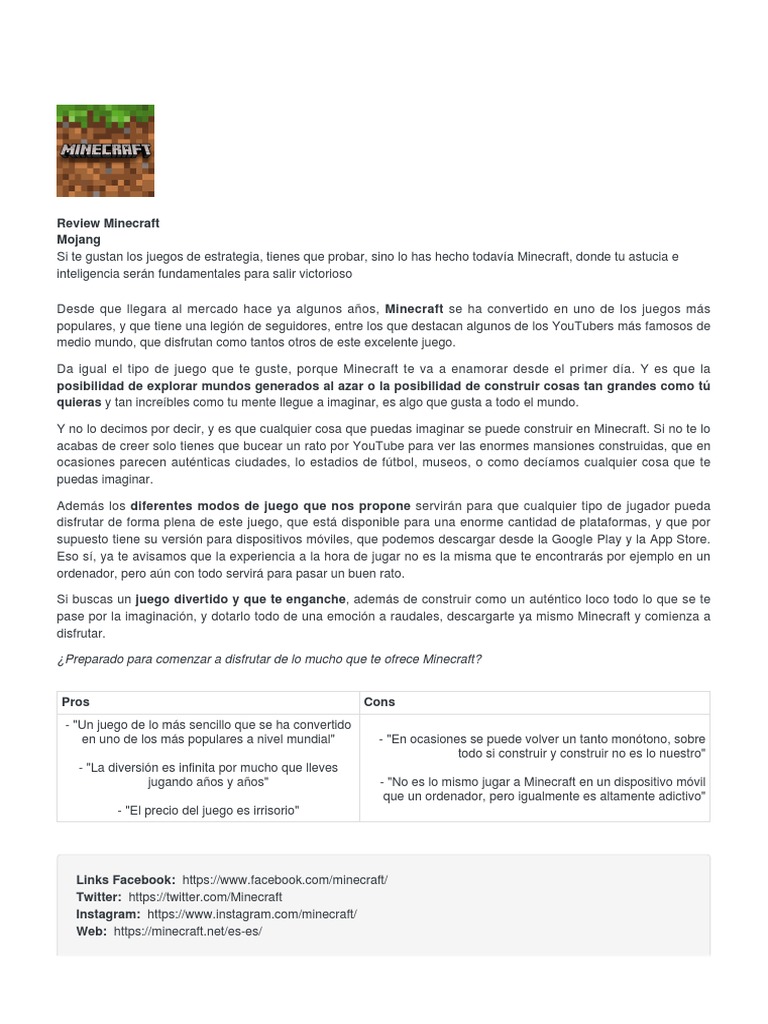 Minecraft Apuntes | PDF | Google Play | Minecraft