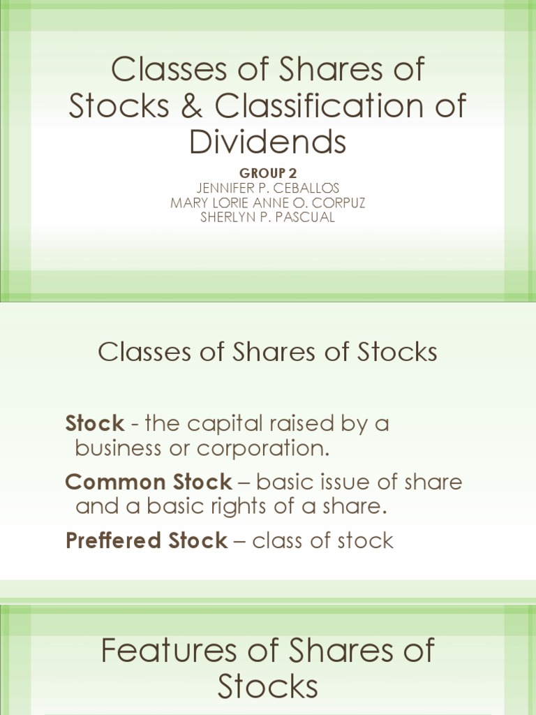 Classes of Shares of Stocks | PDF