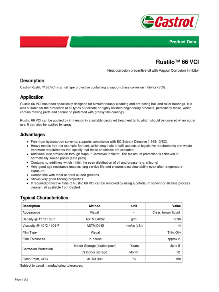 Castrol Rustilo 66 Vci Pds Bpxe-9ucms5 | PDF | Corrosion | Petroleum
