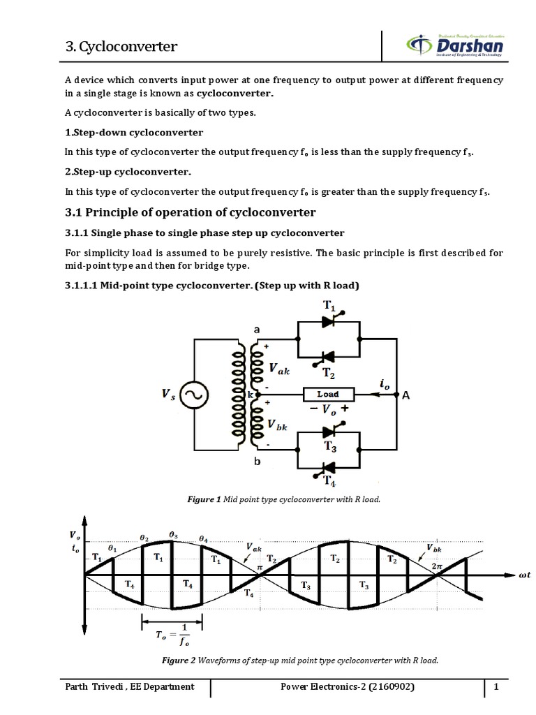 Cycloconverter: 3.1 Principle of Operation of Cycloconverter | PDF ...