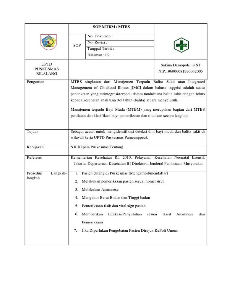 Sop MTBM Dan Mtbs | PDF