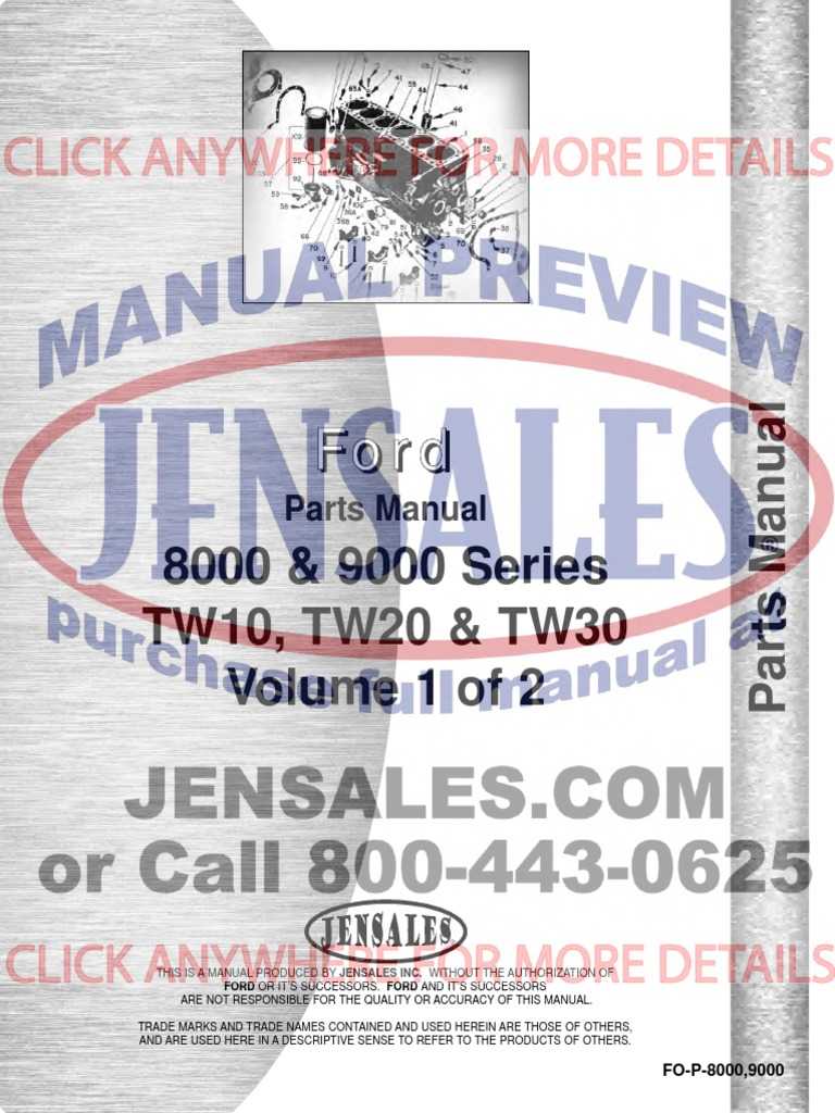 Ford 8000 & 9000 Parts Manual | PDF | Engines | Vehicle Technology