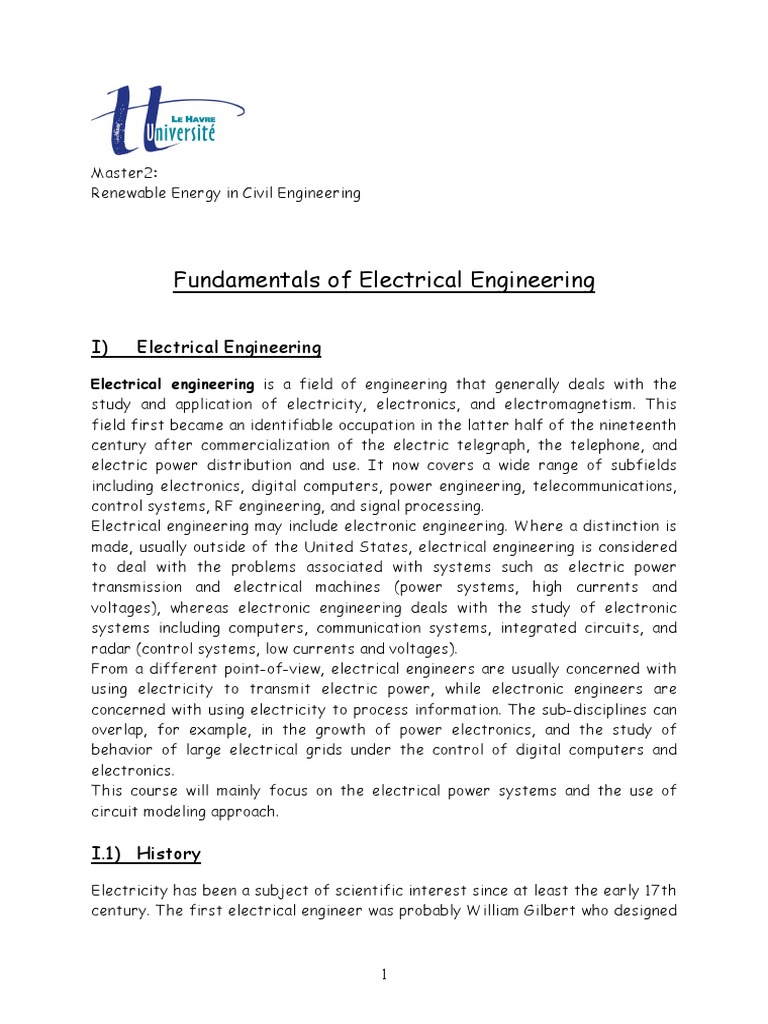 Fundamentals of Electrical Engineering | PDF | Electrical Impedance ...