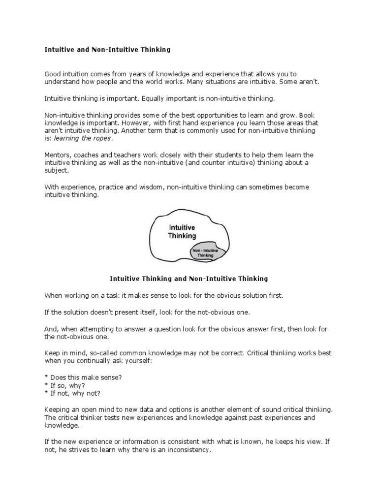 Intuitive and Non-Intuitive Thinking | PDF | Intuition | Stocks