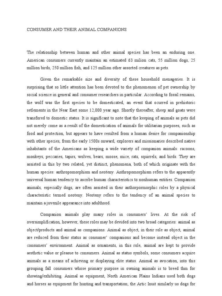 Consumer and Their Animal Companions | PDF | Pet | Dogs