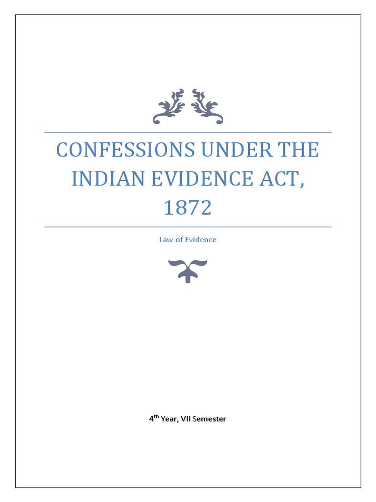 Confessions Under The Indian Evidence Act, 1872 | PDF | Confession (Law ...