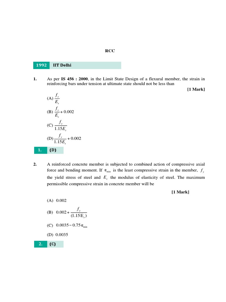 Iit Delhi RCC Paper PDF | PDF | Prestressed Concrete | Beam (Structure)