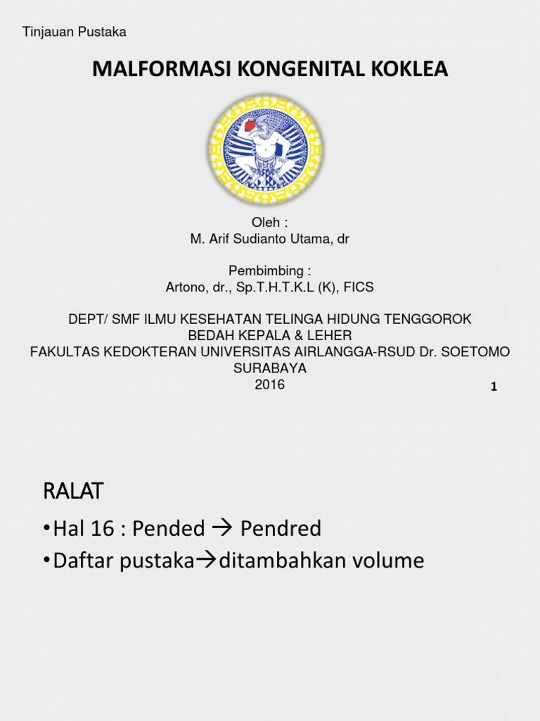 Malformasi Koklea Pptarf | PDF