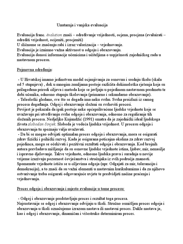 Unutarnja I Vanjska Evaluacija | PDF