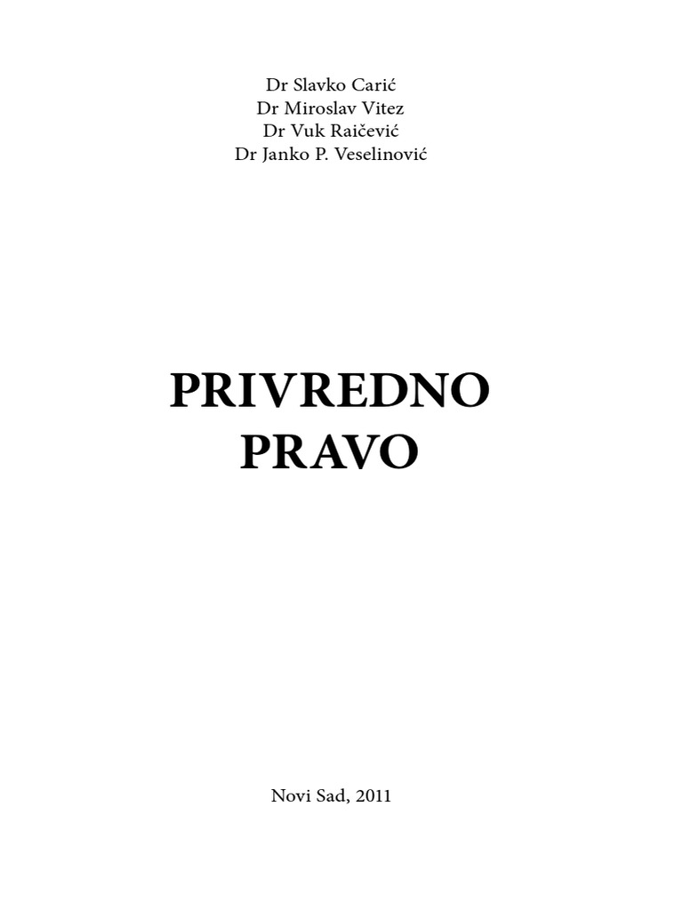 Knjiga Privredno Pravo | PDF