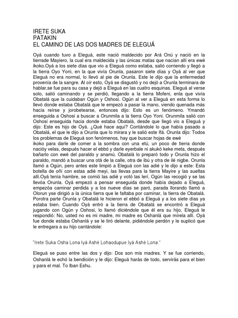 Irete Suka: El Origen de Eleguá | PDF | Deidades | Religión étnica