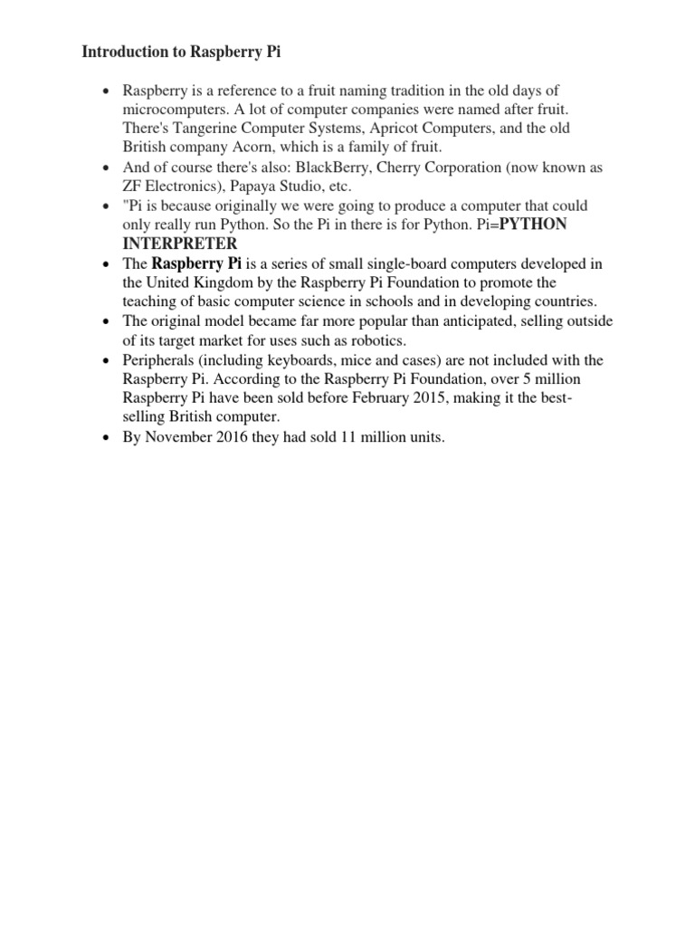 Introduction To Raspberry Pi | PDF | Raspberry Pi | Computer Hardware