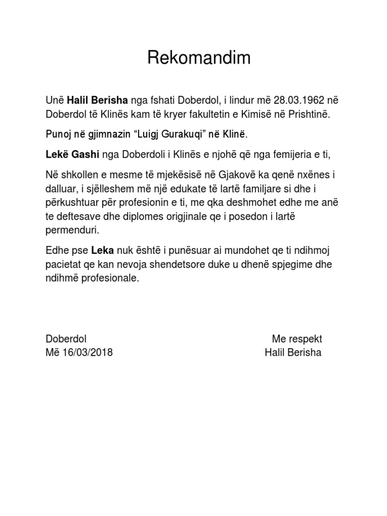 Rekomandim | PDF