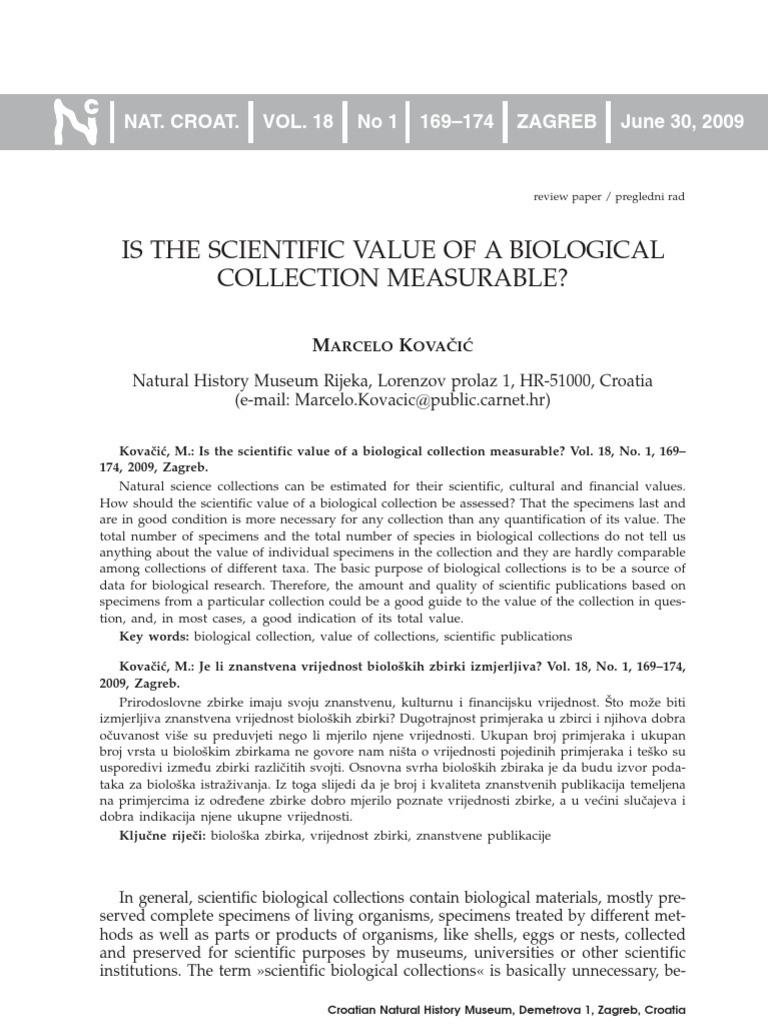 Value of Biological Collections | PDF | Species | Museum