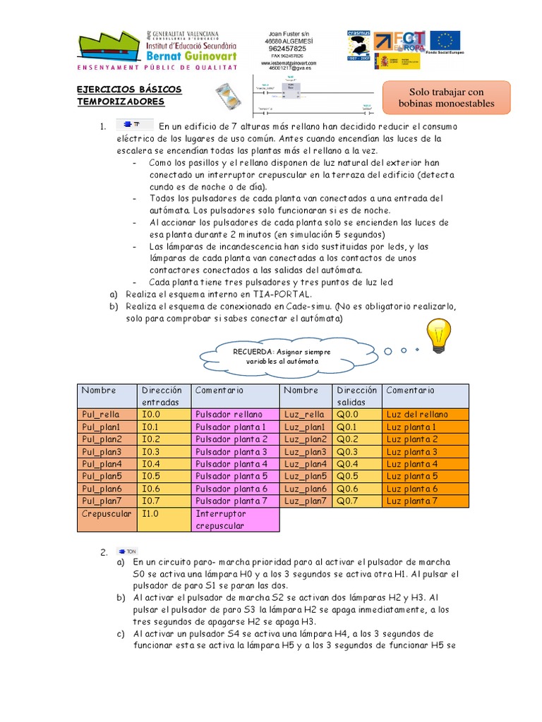 TIA Portal Ejercicios 1 Basico | PDF | Diodo emisor de luz | Máquinas
