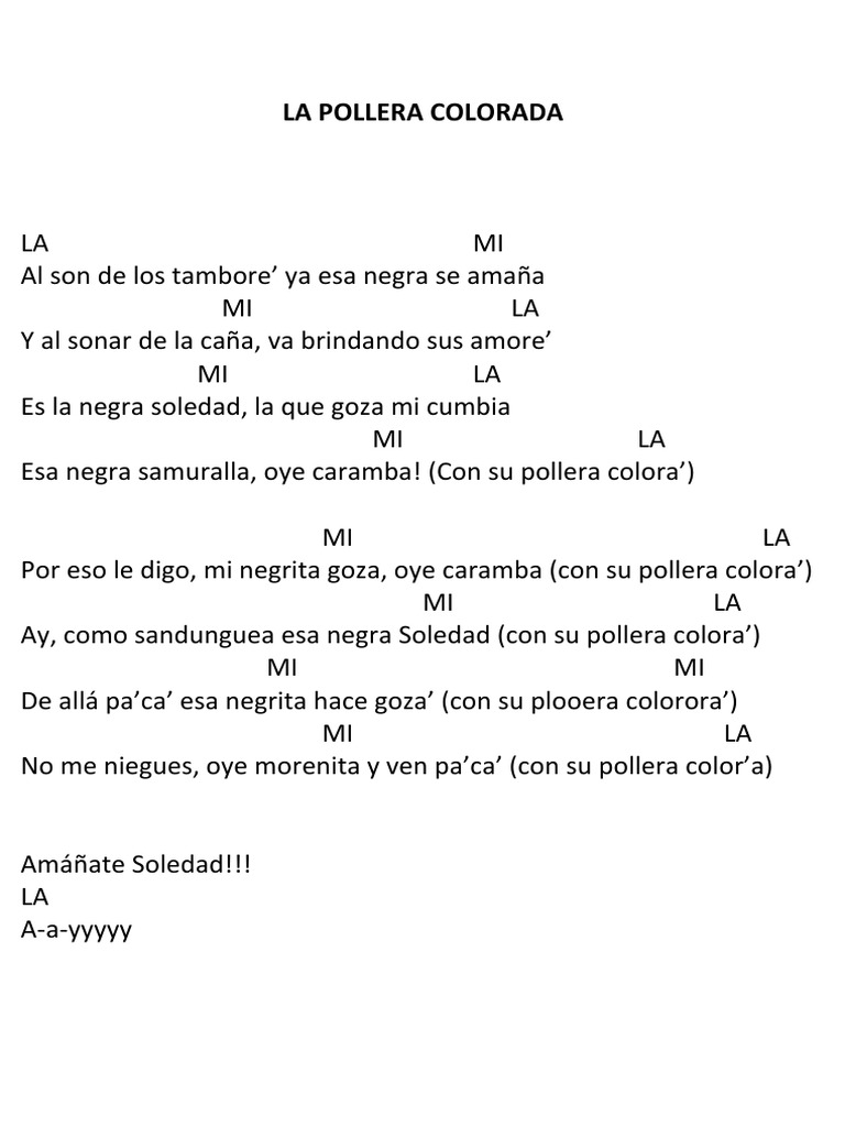 La Pollera Colorada | PDF | Poesía